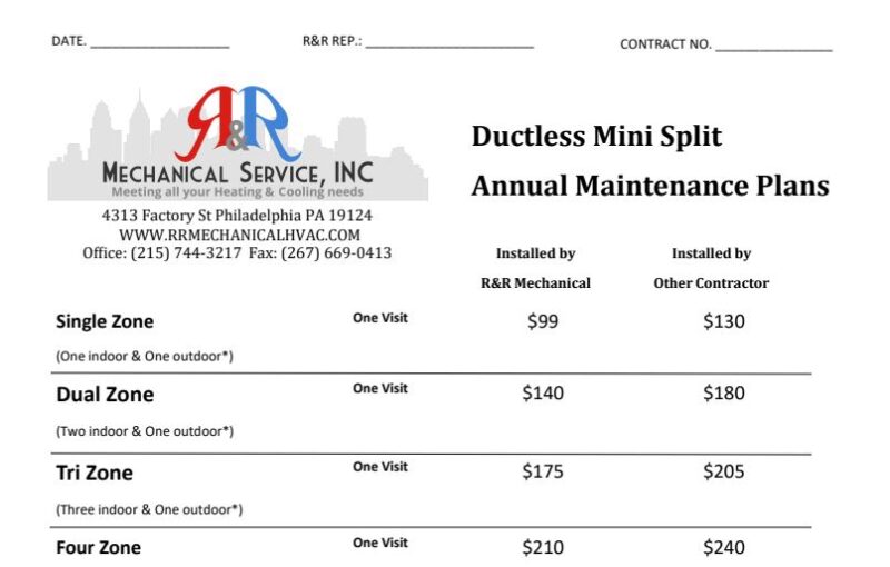 Ductless Mini Split Annual Maintenance Plans - R&R Mechanical